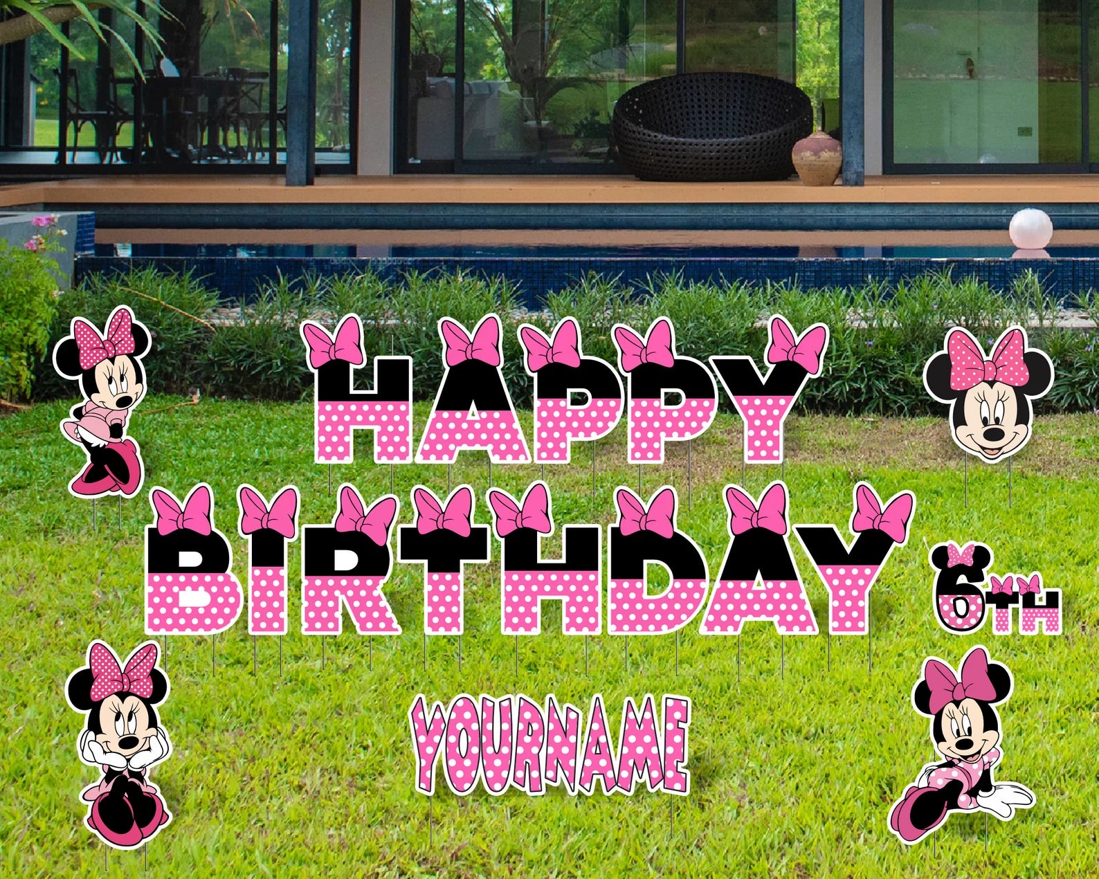 Happy Birthday Minnie Mouse Minnie Pink 3rd Birthday Girl Svg, Minnie
