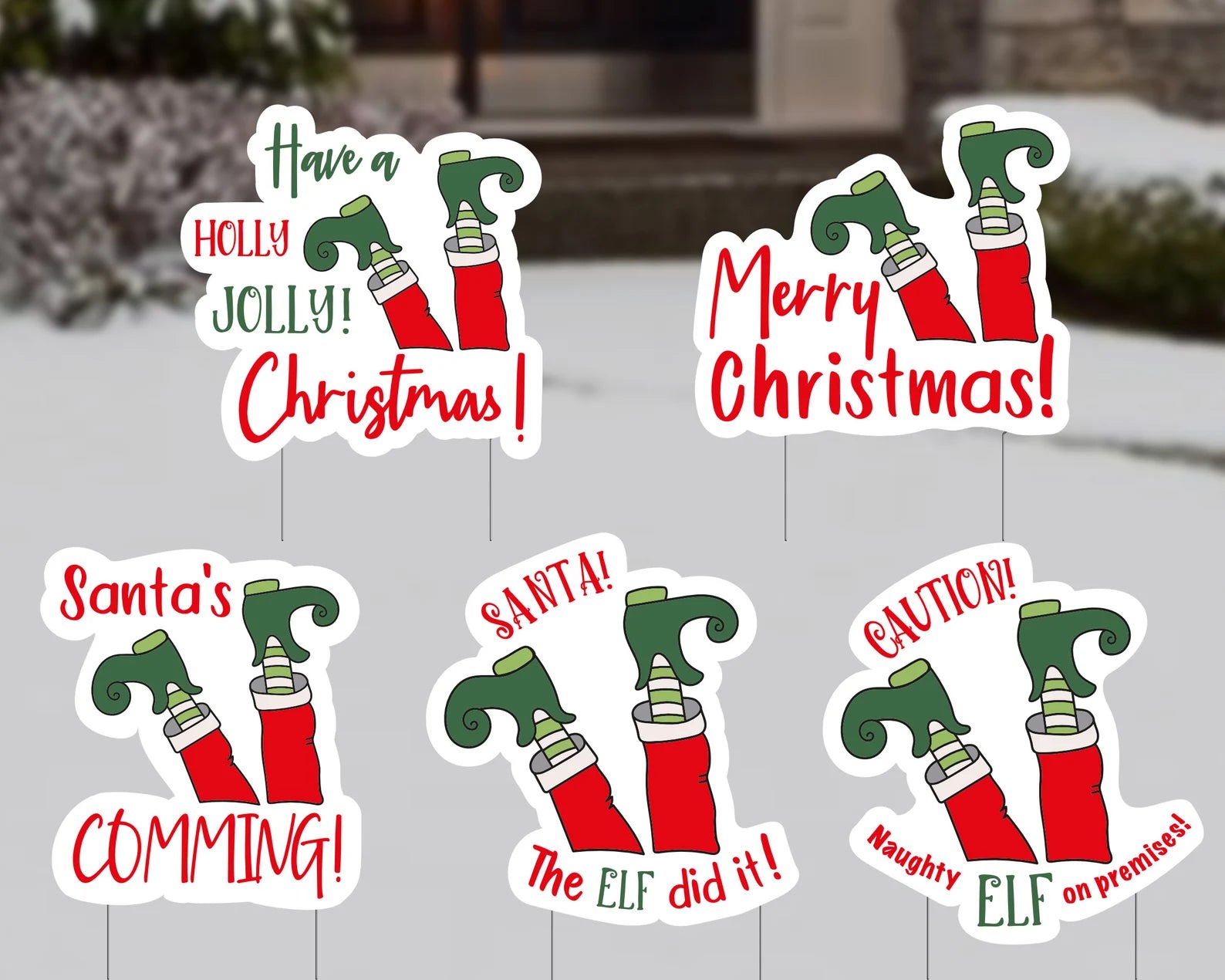 Merry Christmas Elf Yard Signs