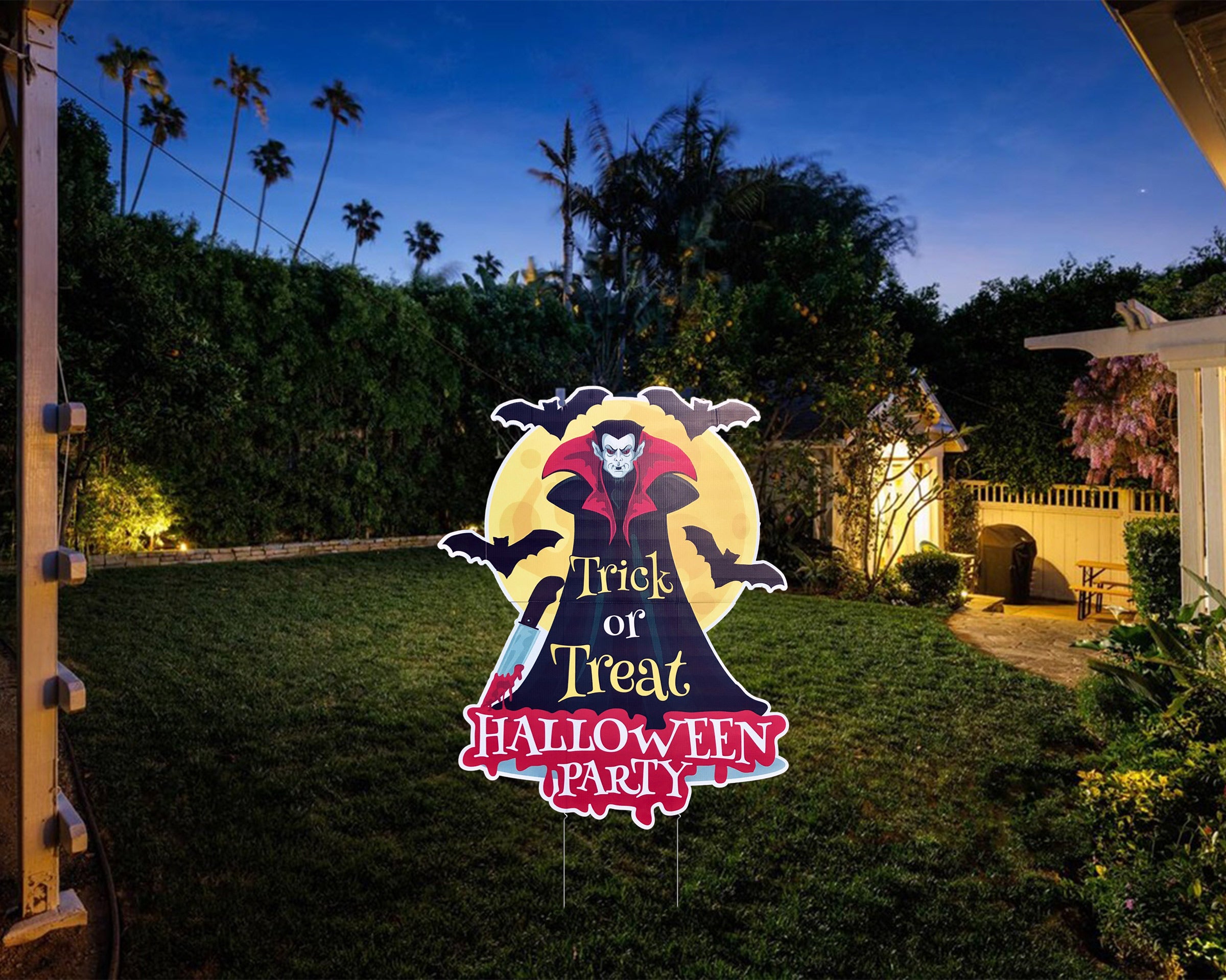 Trick or Treat Dracula Halloween Yard Sign